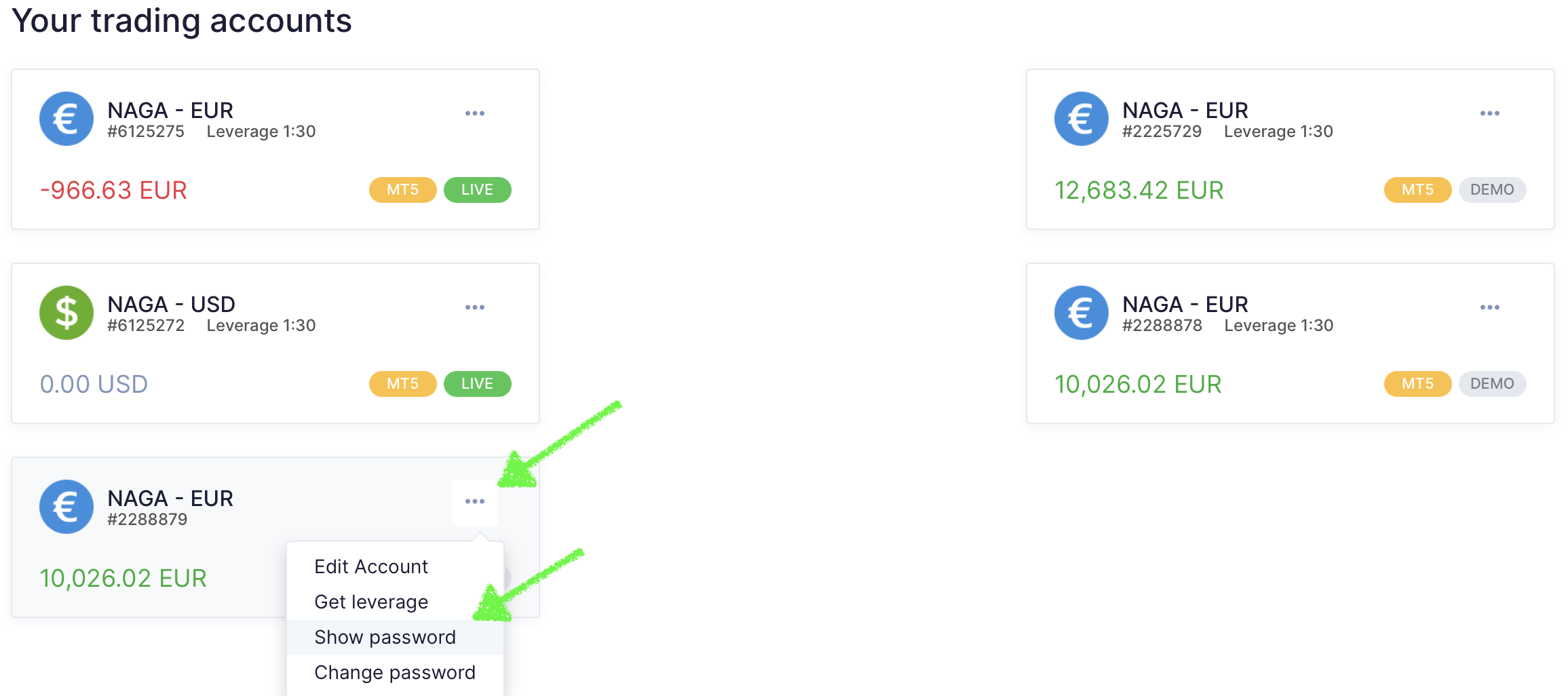 How can I see and/or change my MT4/MT5 account password? – NAGA Markets