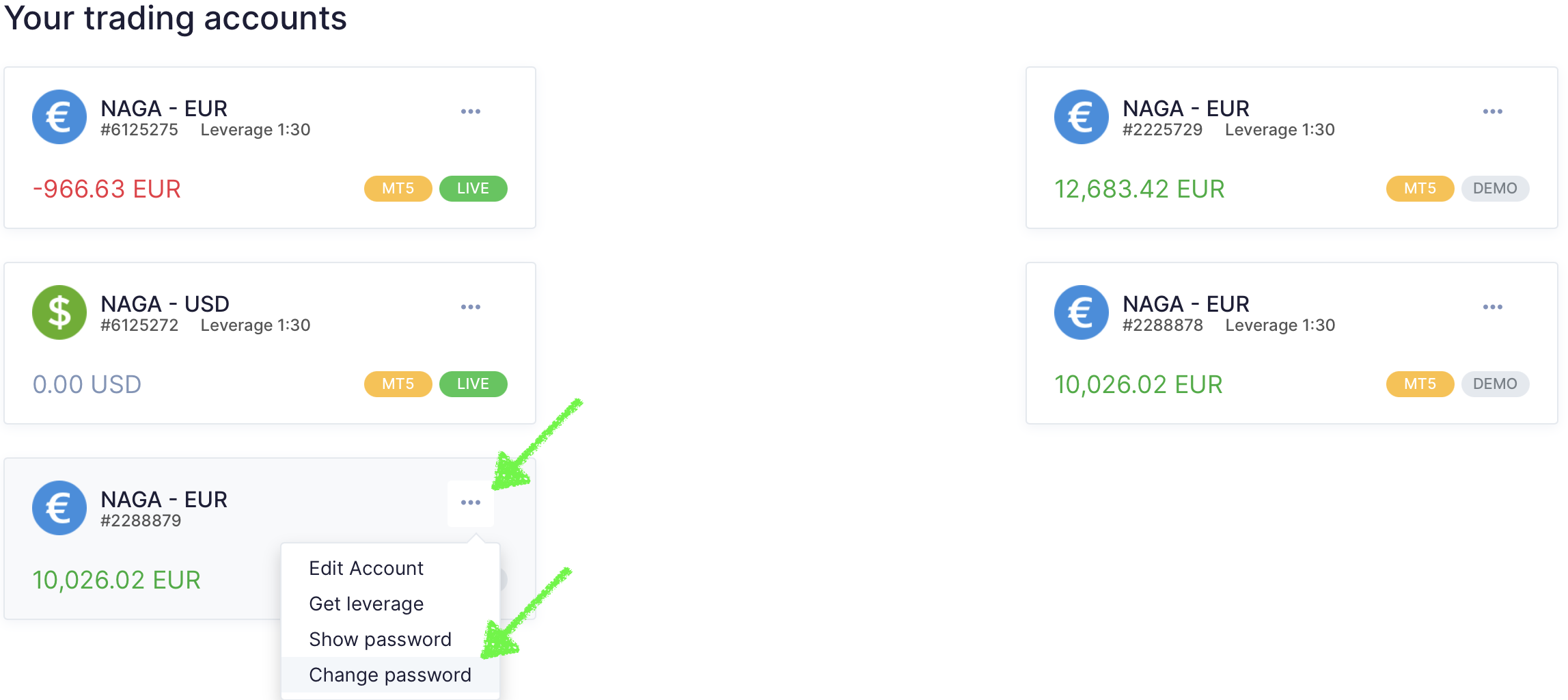 How can I see and/or change my MT5 account password? – NAGA Markets